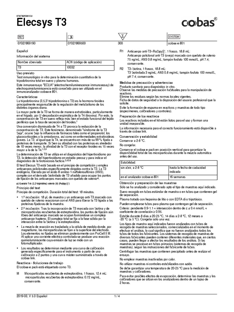 Elecsys T3: A) Quelato Tris (2,2'-Bipiridina) Rutenio (II) (Ru (Bpy) ) | PDF | Calibración ...
