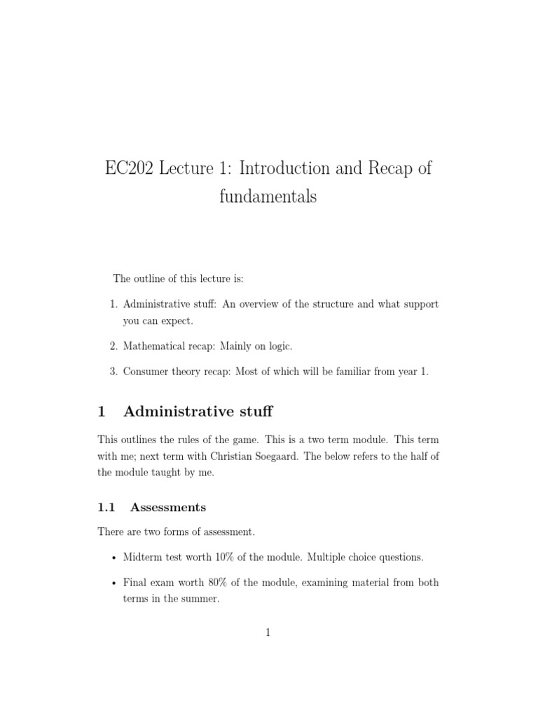 Intro - Fundamentals Recap | PDF | Welfare Economics | Utility
