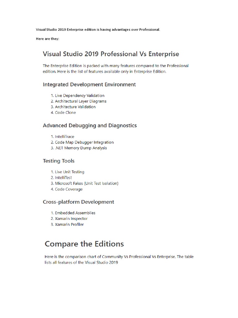 Visual Studio 2019 Enterprise Edition Is Having Advantages Over ...