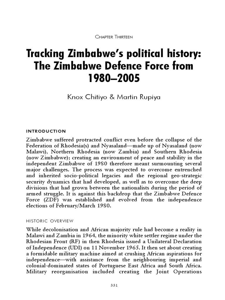 Tracking Zimbabwe's Political History: The Zimbabwe Defence Force From ...