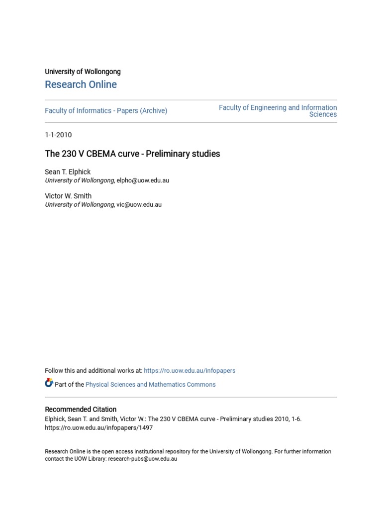 Research Online Research Online: The 230 V CBEMA Curve - Preliminary ...