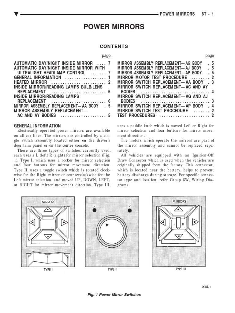 Power Mirrors: Fig. 1 Power Mirror Switches | PDF | Electrical ...