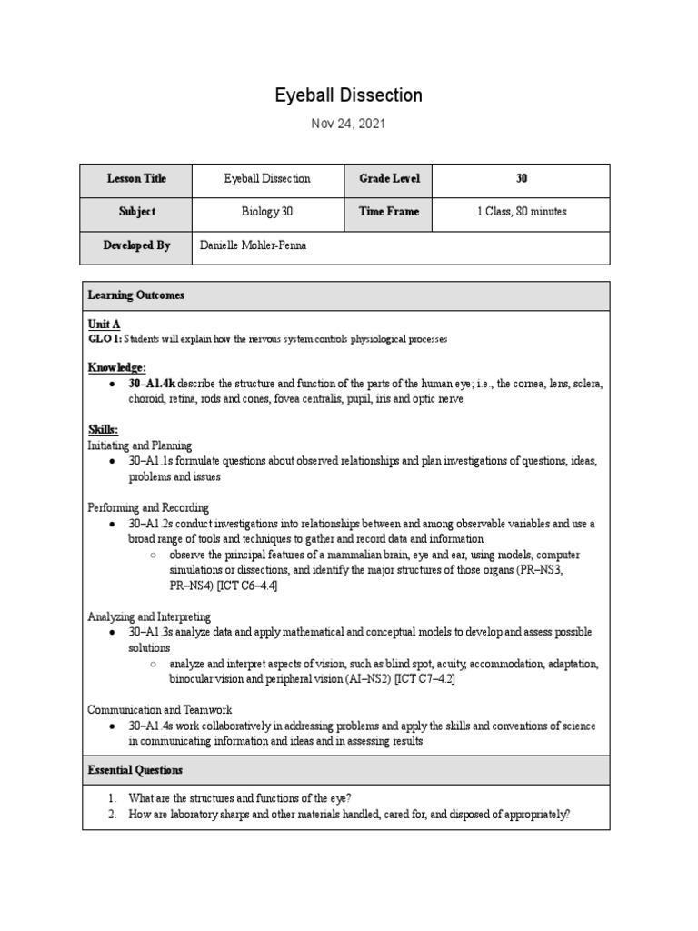 Biology 30 Lesson Plans | PDF | Visual Perception | Educational Technology