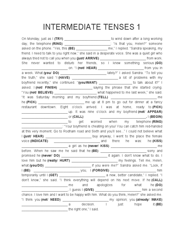 Intermediate Tenses 1 | PDF