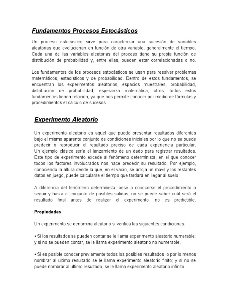 Fundamentos de Procesos Estocásticos | PDF | Teoría de probabilidad ...