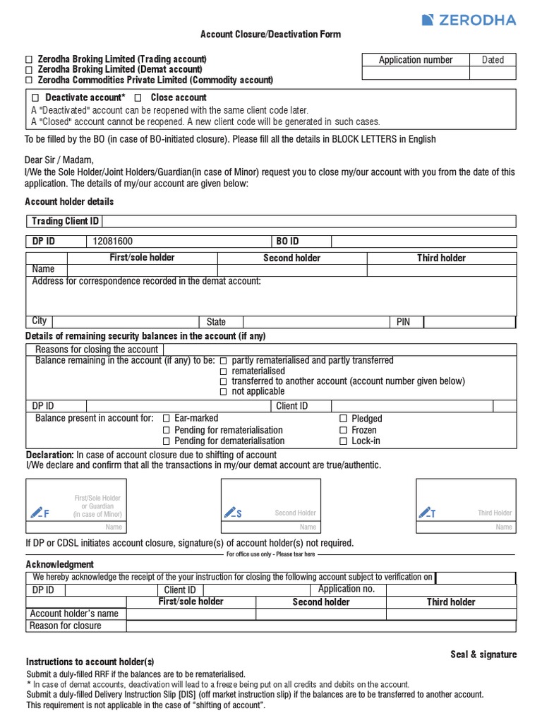 Account Closure Form | PDF | Financial Services | Service Industries