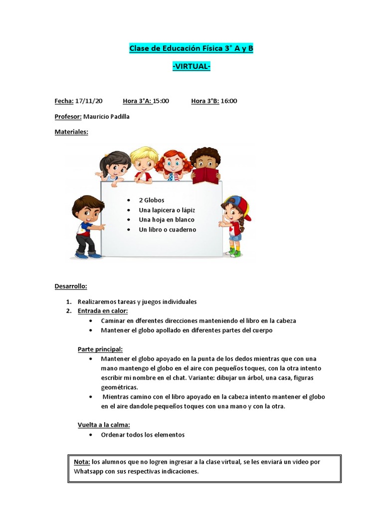 Clase Virtual de Educación Física 3° A y B | PDF