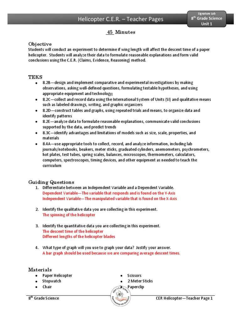 Lab - Helicopter | PDF | Experiment | Qualitative Research