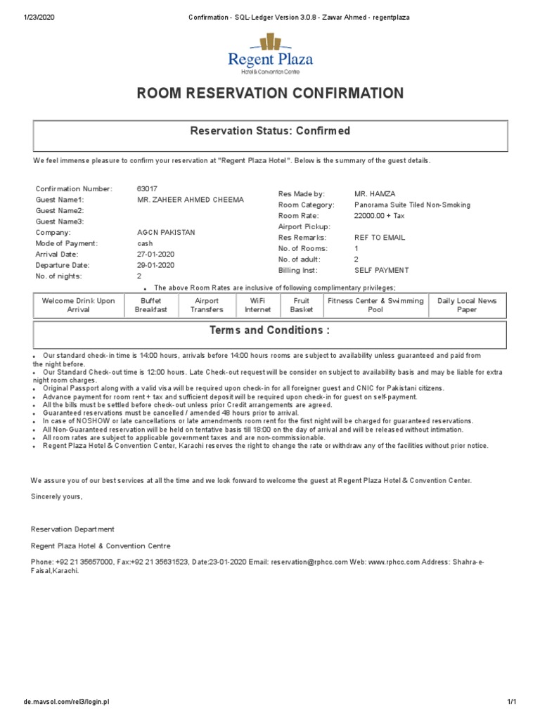 Room Reservation Confirmation | PDF | Government