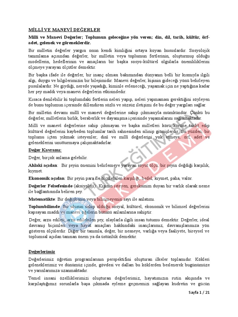 Degerler Egitimi W | PDF