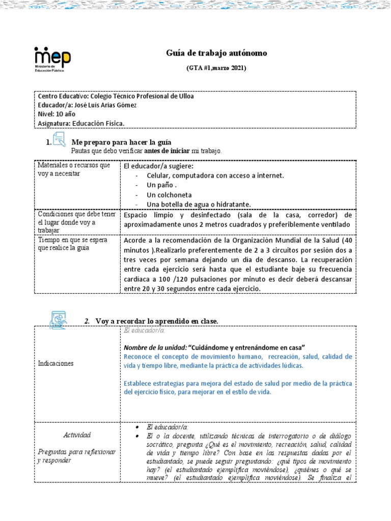 1 Gta Jose Luis Edufi 10 CTP Ulloa | PDF | Aprendizaje | Anatomía humana