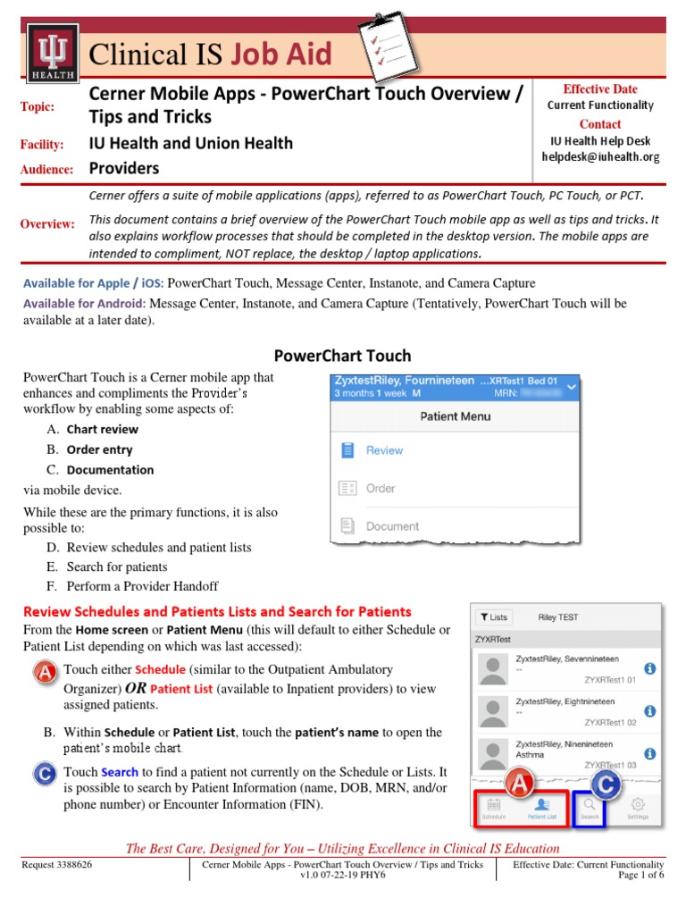 PowerChart Touch: Tips for Providers | PDF | Mobile App | Icon (Computing)