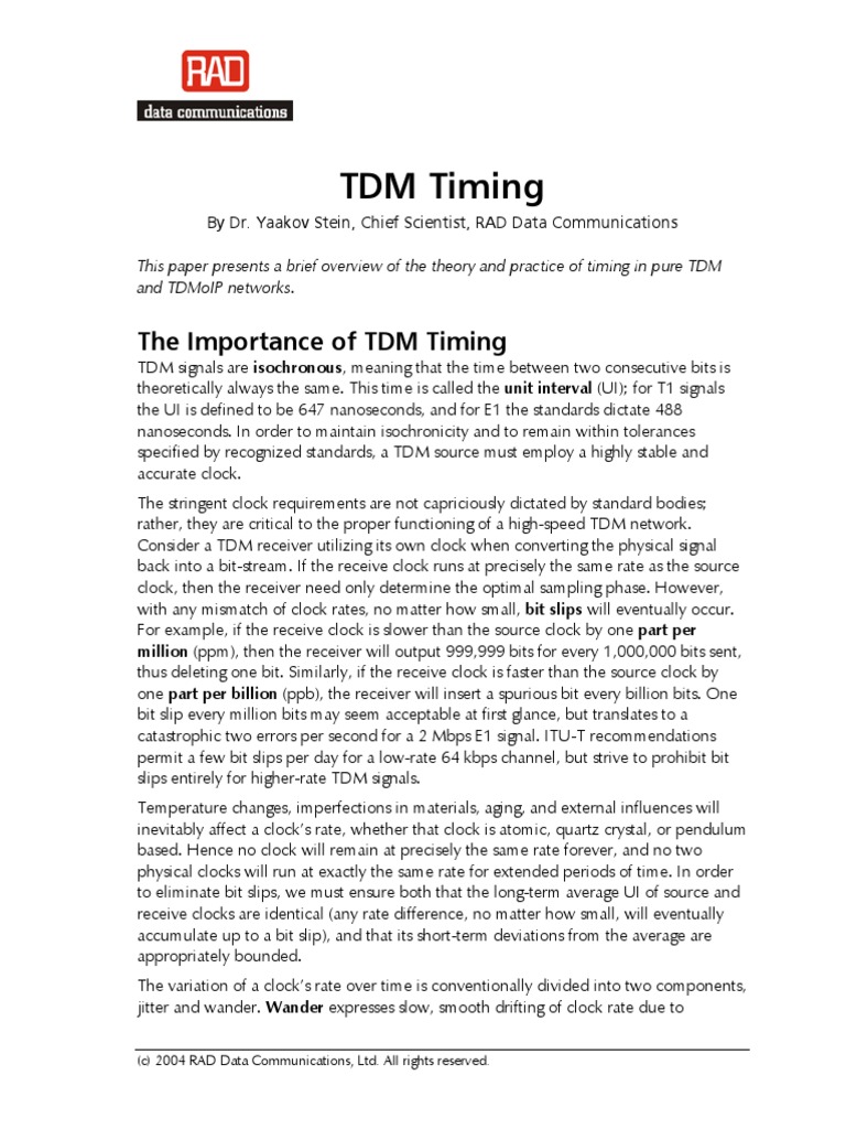 The Importance of TDM Timing | PDF | Computer Science ...