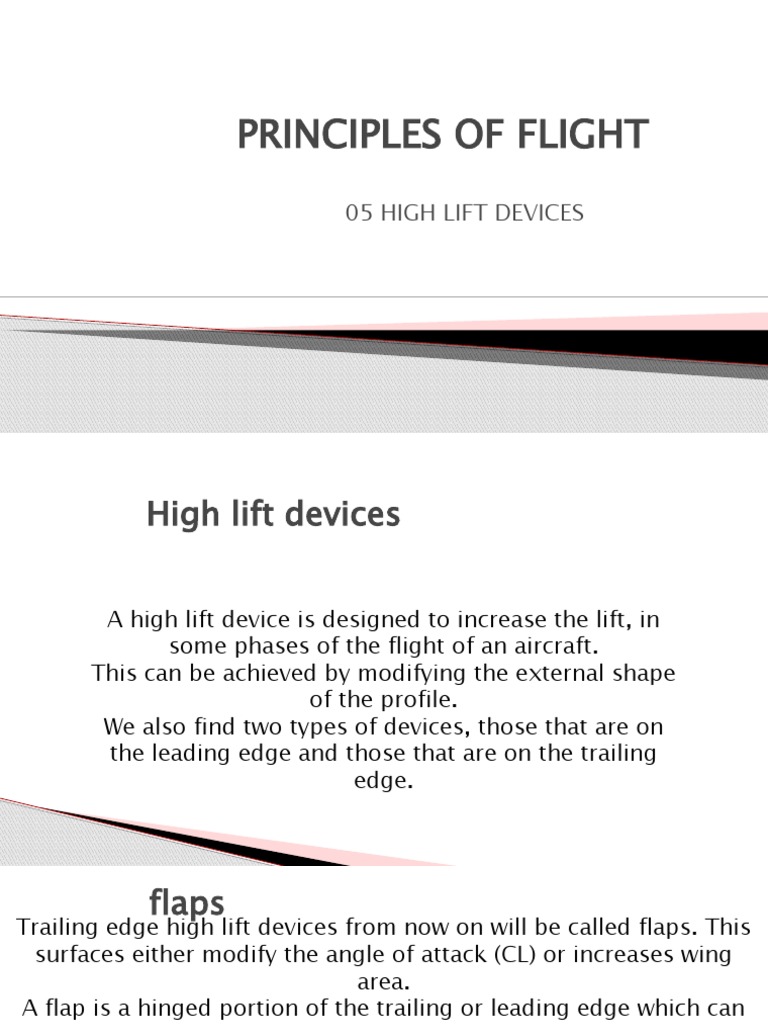 Principles of Flight: 05 High Lift Devices | PDF | Flap (Aeronautics ...