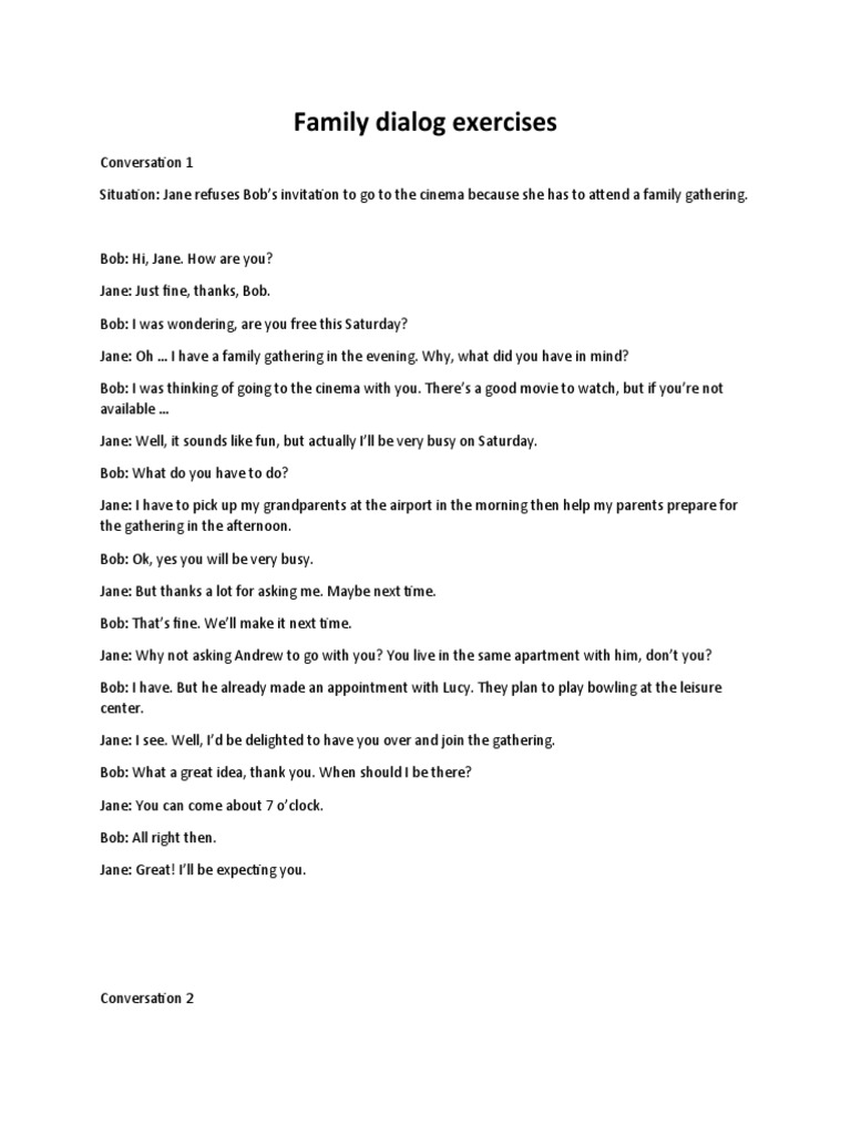 Family Conversation Dialogues and Exercises | PDF | Gay | Lgbt