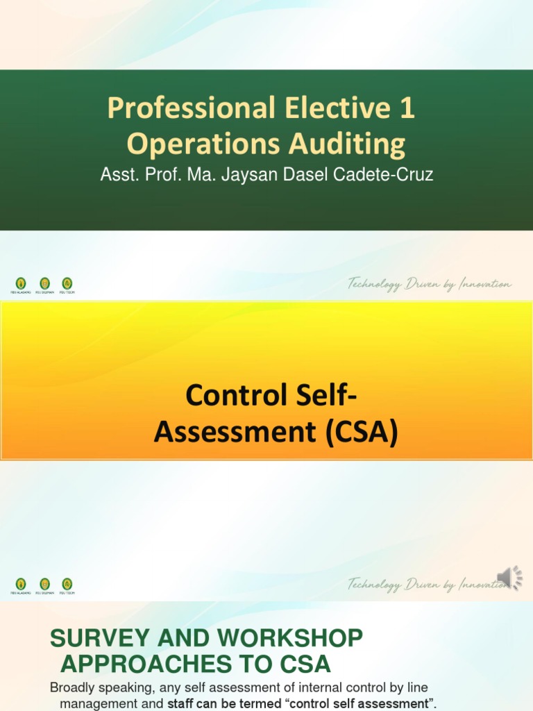 (M2S2-POWERPOINT) Control Self-Assessment (CSA) and Evaluating The ...