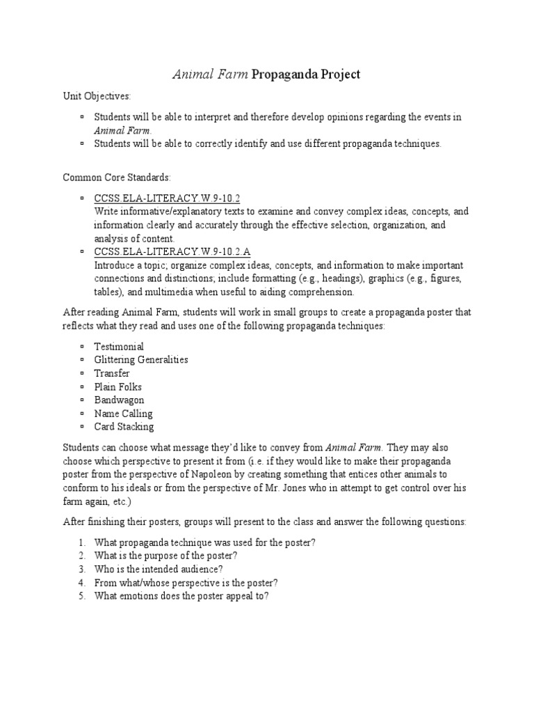 Animal Farm Summative Assessment | PDF | Propaganda | Reading Comprehension