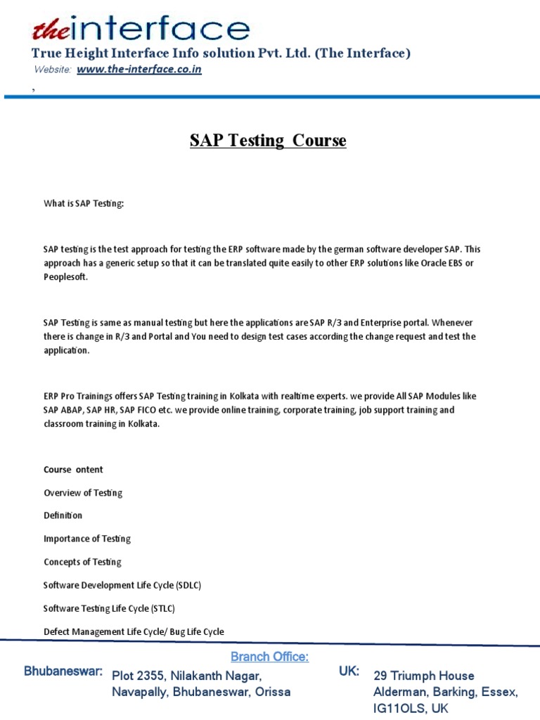 SAP Testing Course Content | PDF | Enterprise Resource Planning ...