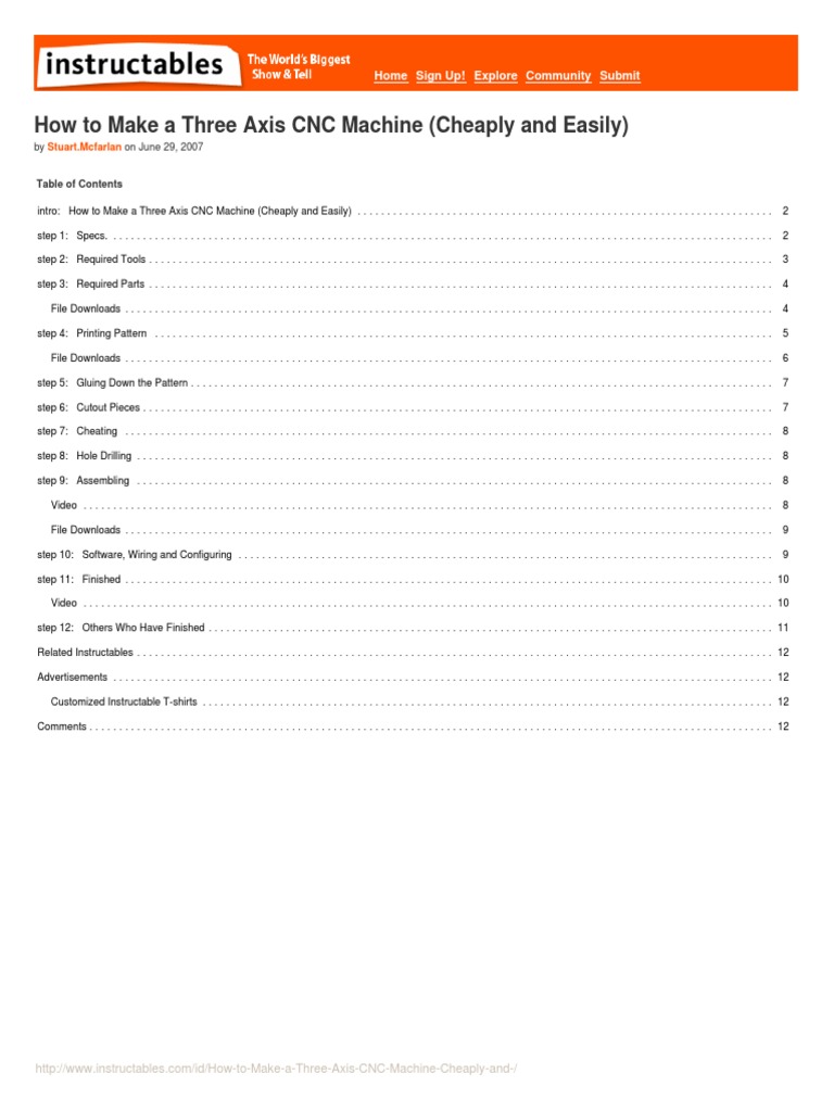 How To Make A Three Axis CNC Machine Cheaply and | PDF | Numerical ...