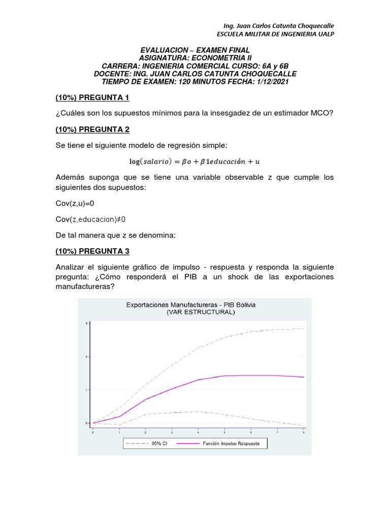 Examen Final - Econometria Ii | PDF