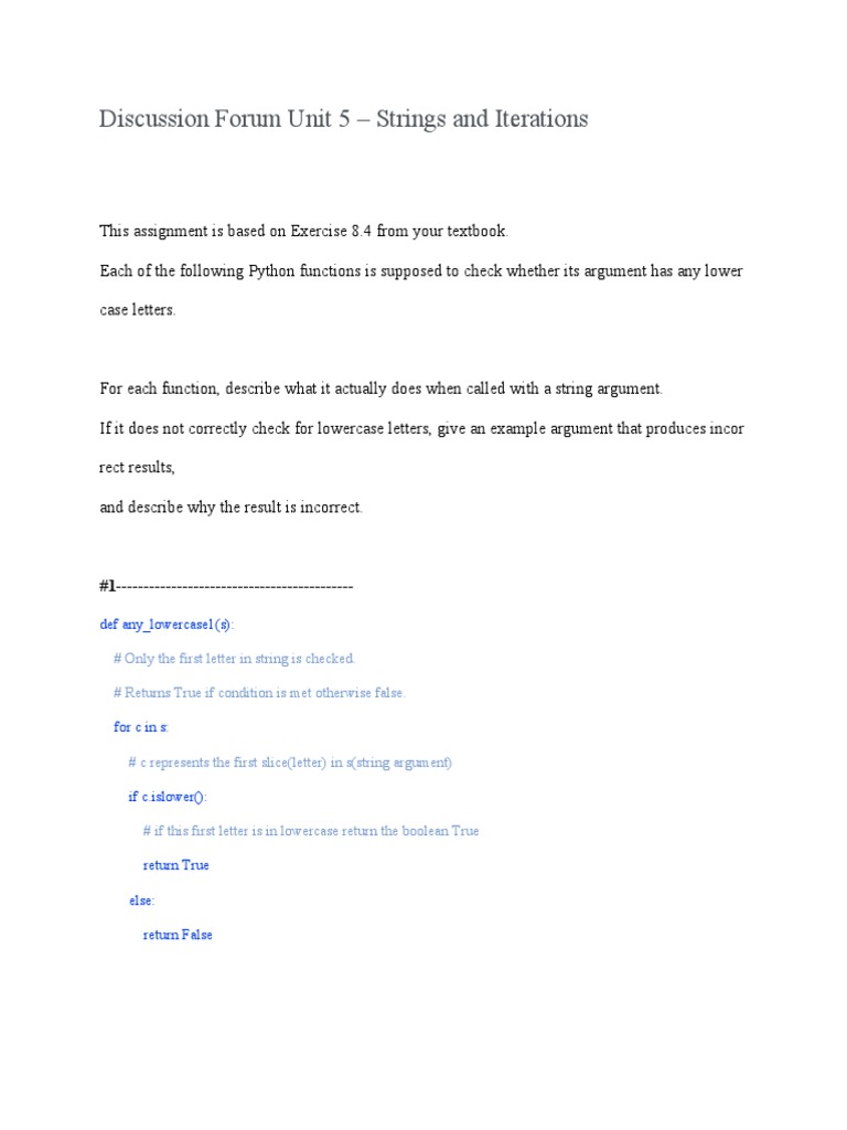 CS1101-DF-Unit 5 - Strings and Iterations | PDF | Boolean Data Type | Parameter (Computer ...