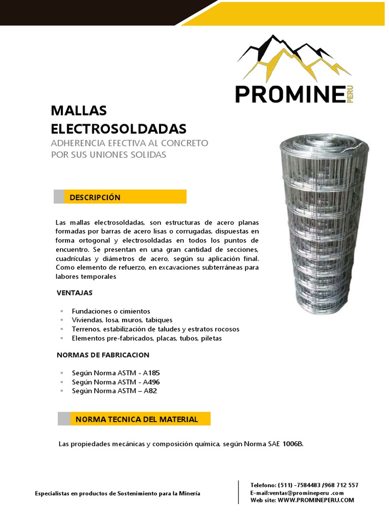 Ficha Tecnica Malla Electrosoldada | PDF | Acero | Materiales de ...