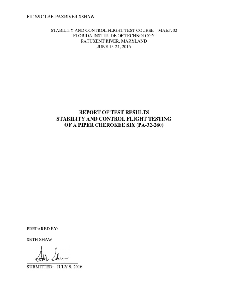 Sample Lab Report | PDF | Flight Test | Aircraft