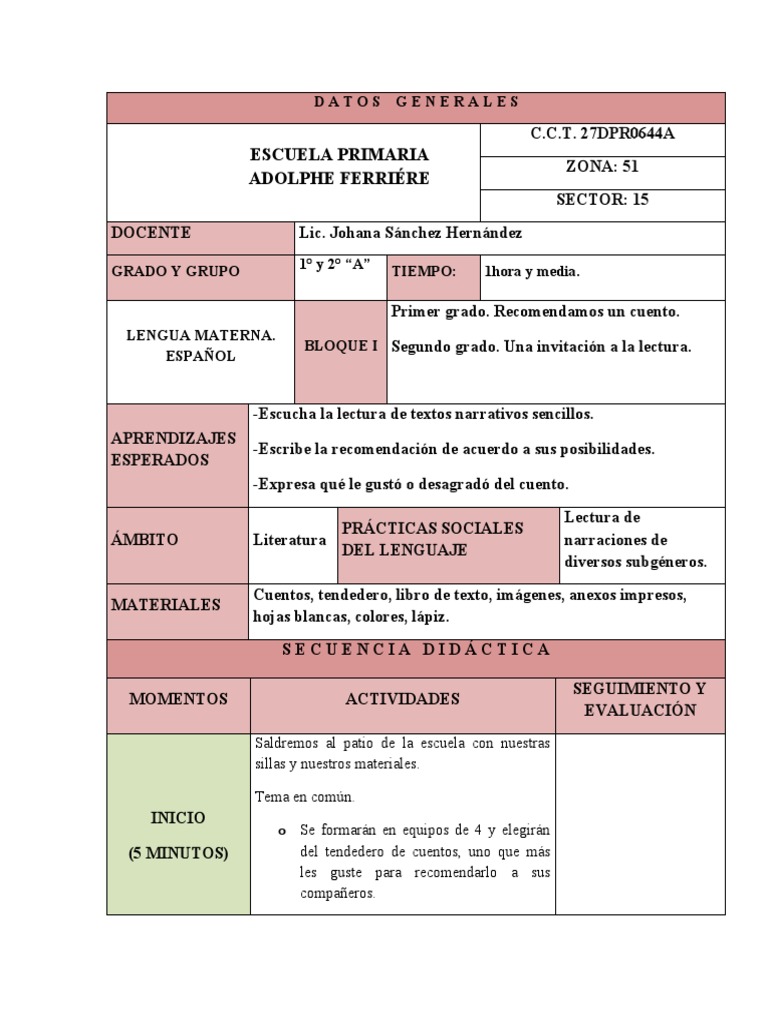 Planeación Multigrado 1° Y 2°-1 | PDF