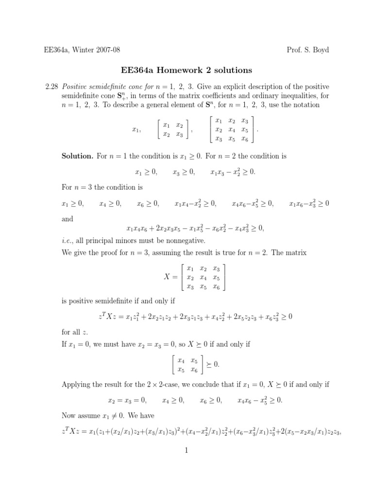 EE364a Homework 2 Solutions | PDF | Convex Set | Function (Mathematics)
