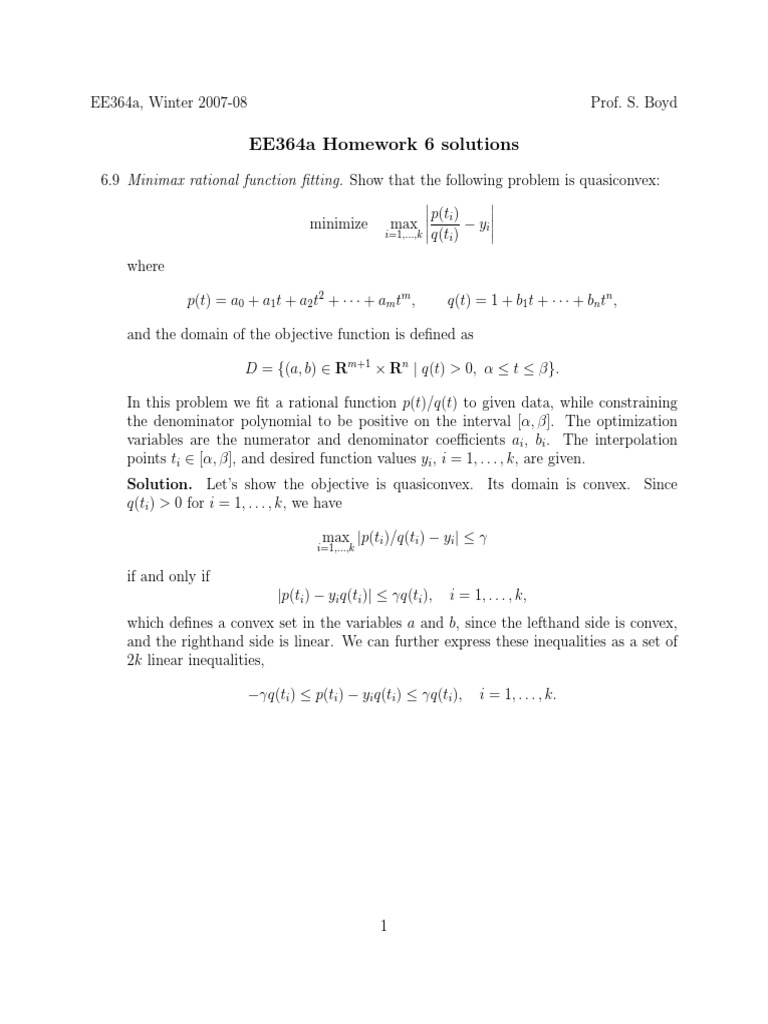 EE364a Homework 6 Solutions: I 1,..., K I I I | PDF | Mathematical Optimization | Least Squares