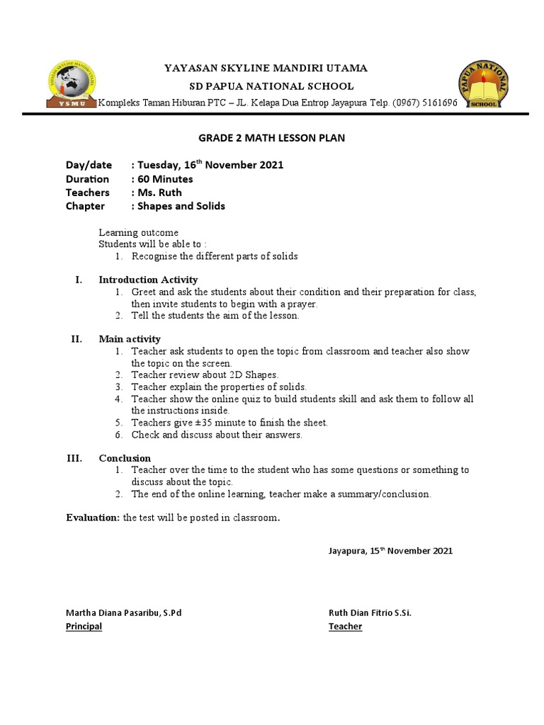 Grade 2 Math Lesson Plan 13 | PDF