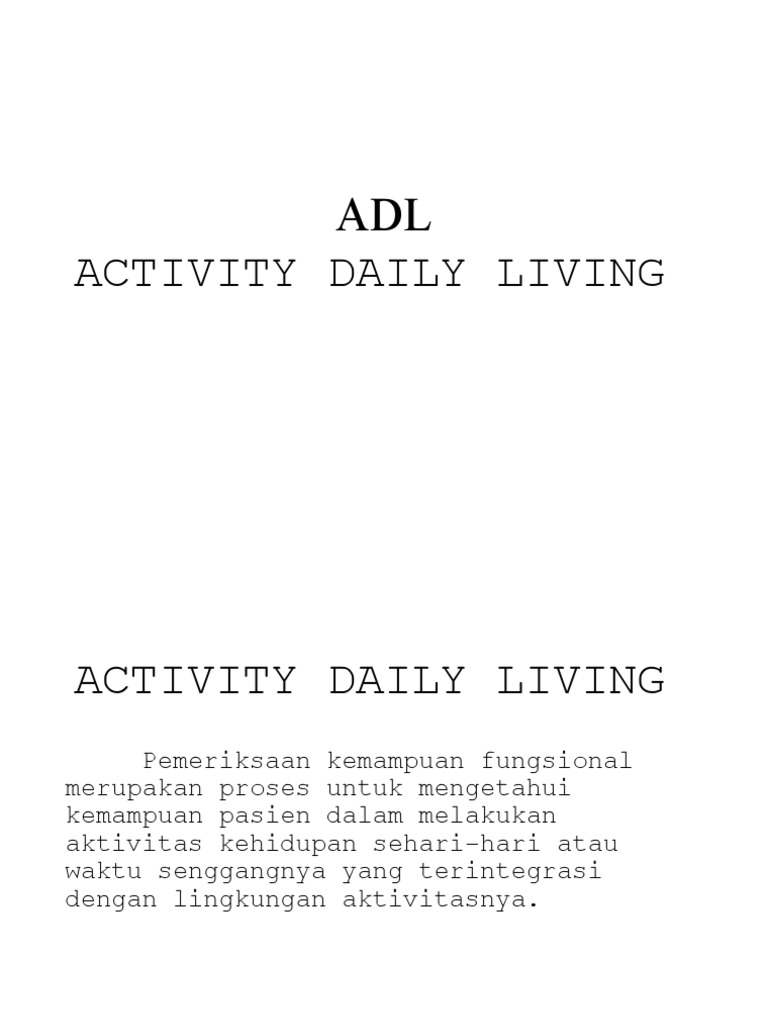 ADL Activity Daily Living | PDF