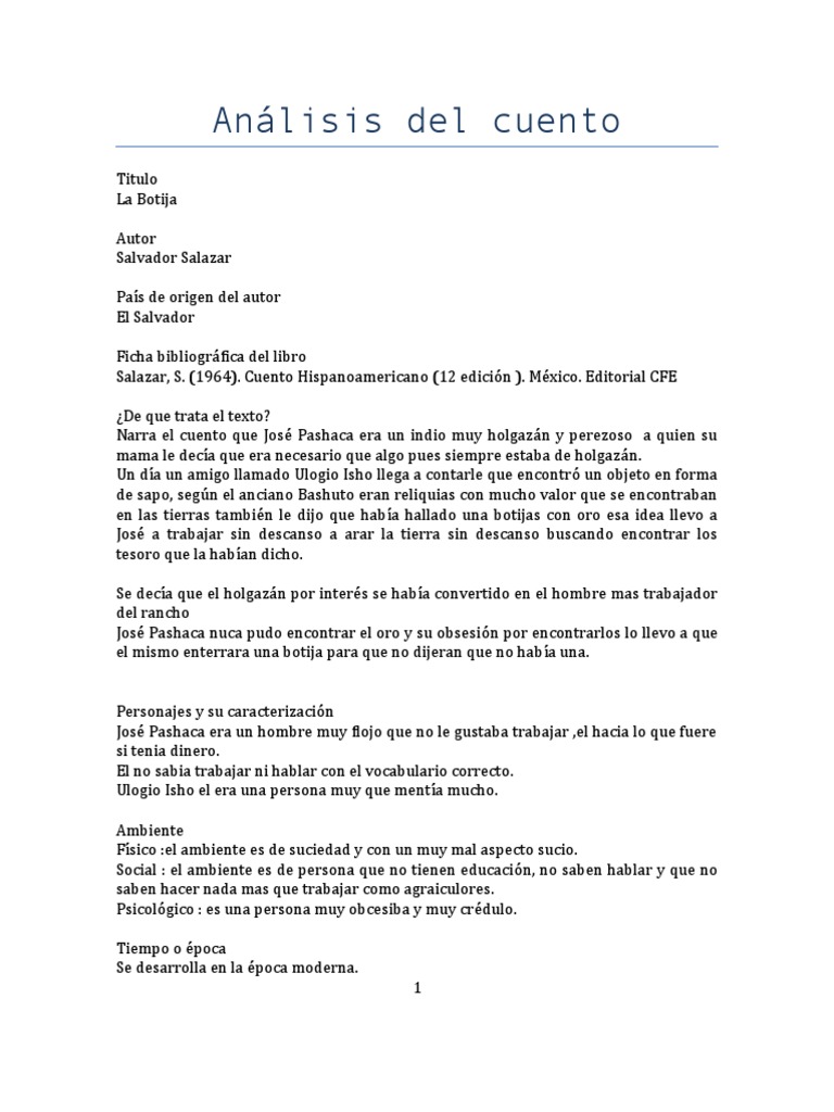 Análisis Del Cuento | PDF
