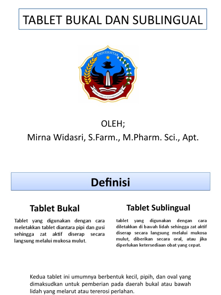 MENGENAL TABLET BUKAL DAN SUBLINGUAL | PDF