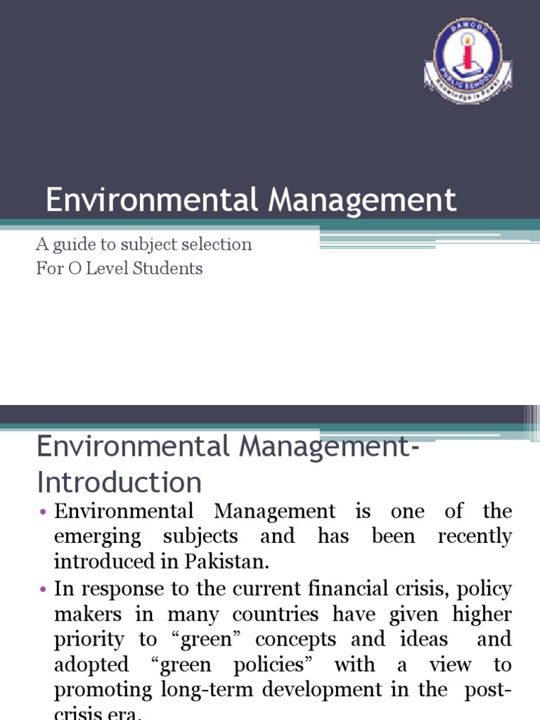 Environmental Management: A Guide To Subject Selection For O Level ...