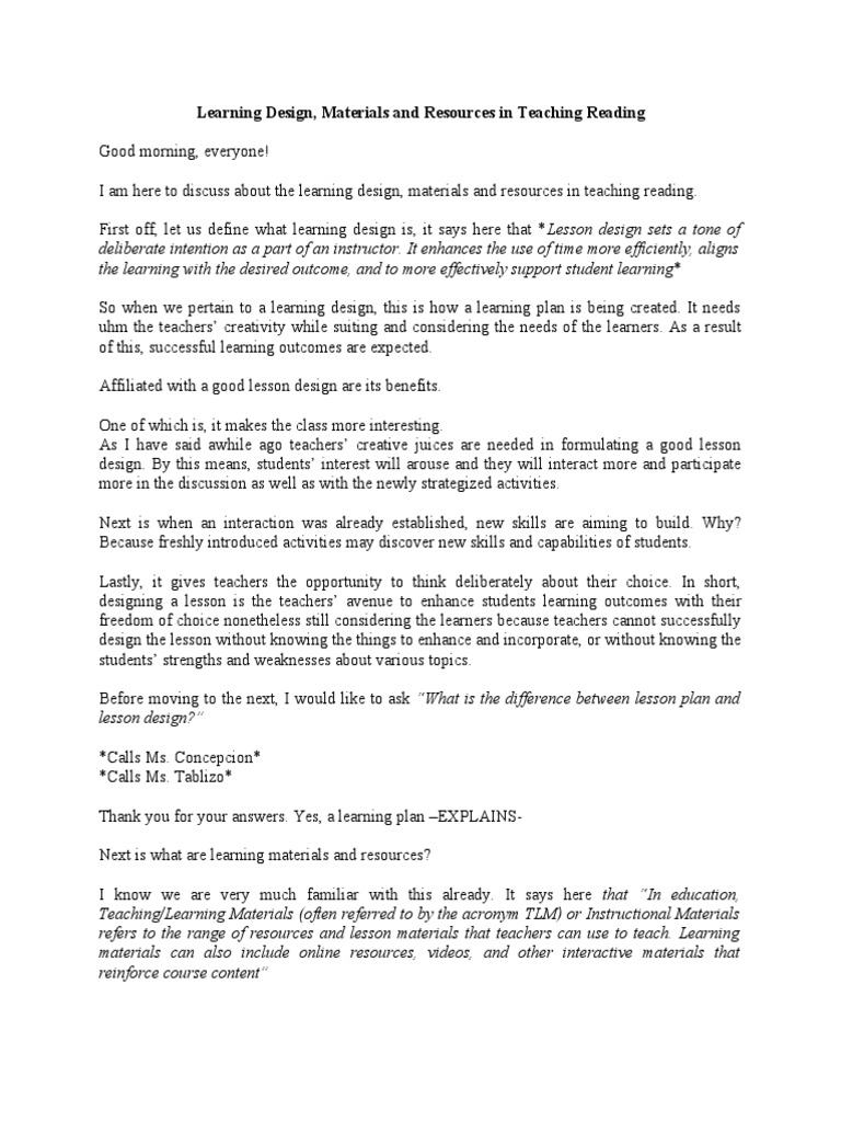 Designing Effective Reading Lessons | PDF | Reading Comprehension ...