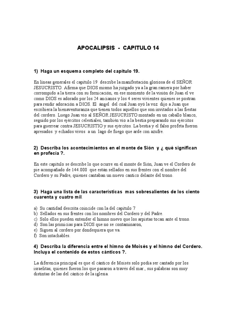 Análisis del Capítulo 14 de Apocalipsis | PDF | Moisés | Cordero de Dios