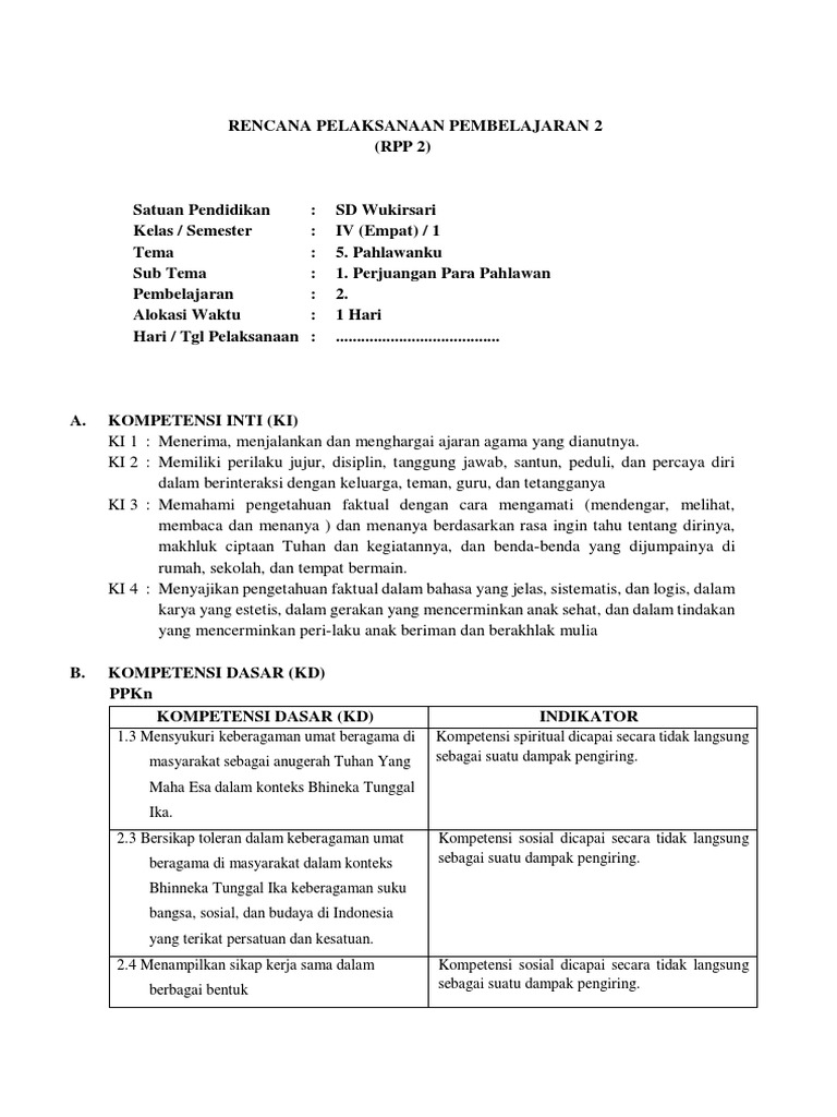 RPP Kelas 4 | PDF
