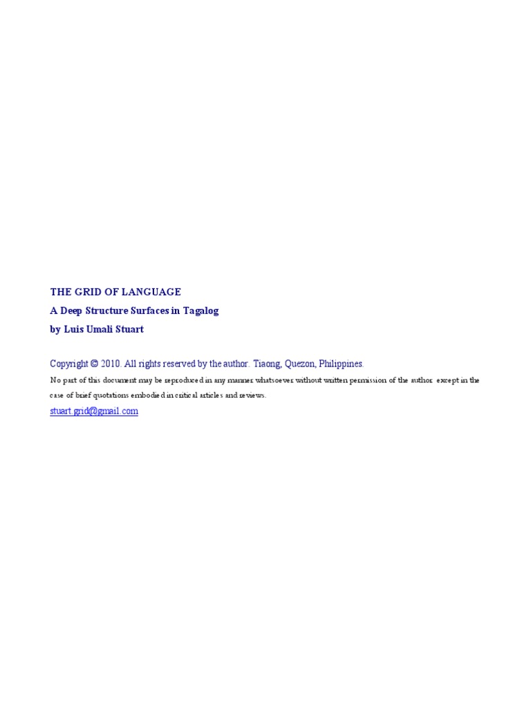 The Grid of Language A Deep Structure Surfaces in Tagalog by Luis Umali ...