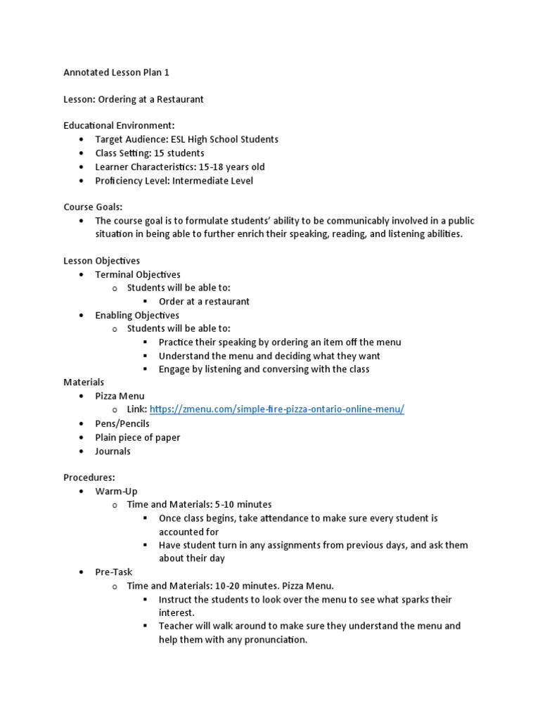 Annotated Lesson Plan 1 | PDF | Lesson Plan | Teachers