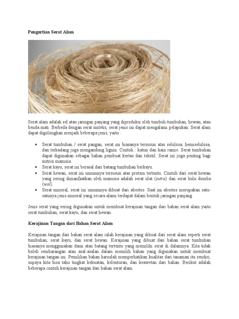 Pengertian Serat Alam | PDF
