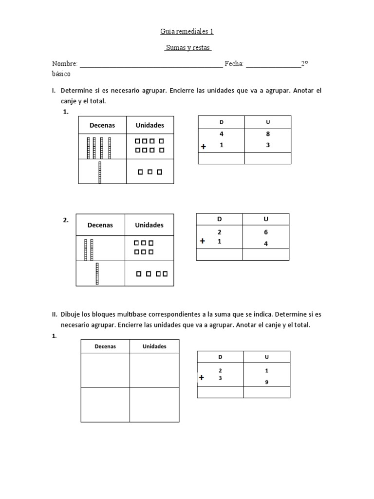Sumas y Restas con Bloques Multibase | PDF | Matemáticas