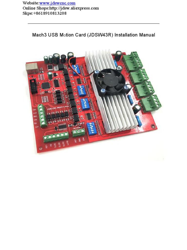 Mach3 USB Motion Card (JDSW43R) Installation Manual | PDF | Electric ...