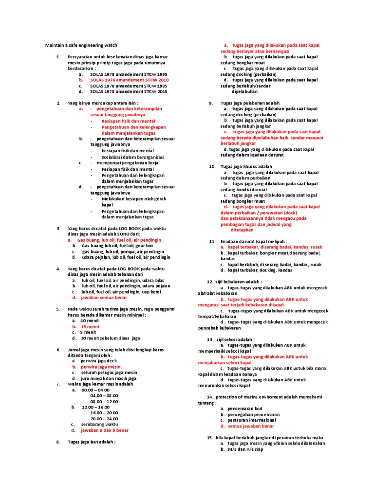 Maintain A Safe Engineering Watch - Pulihkan-1 | PDF