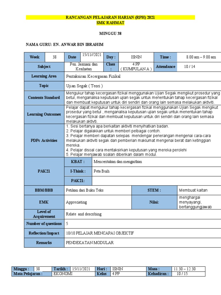 RPH Bersemuka 2021 M38 | PDF