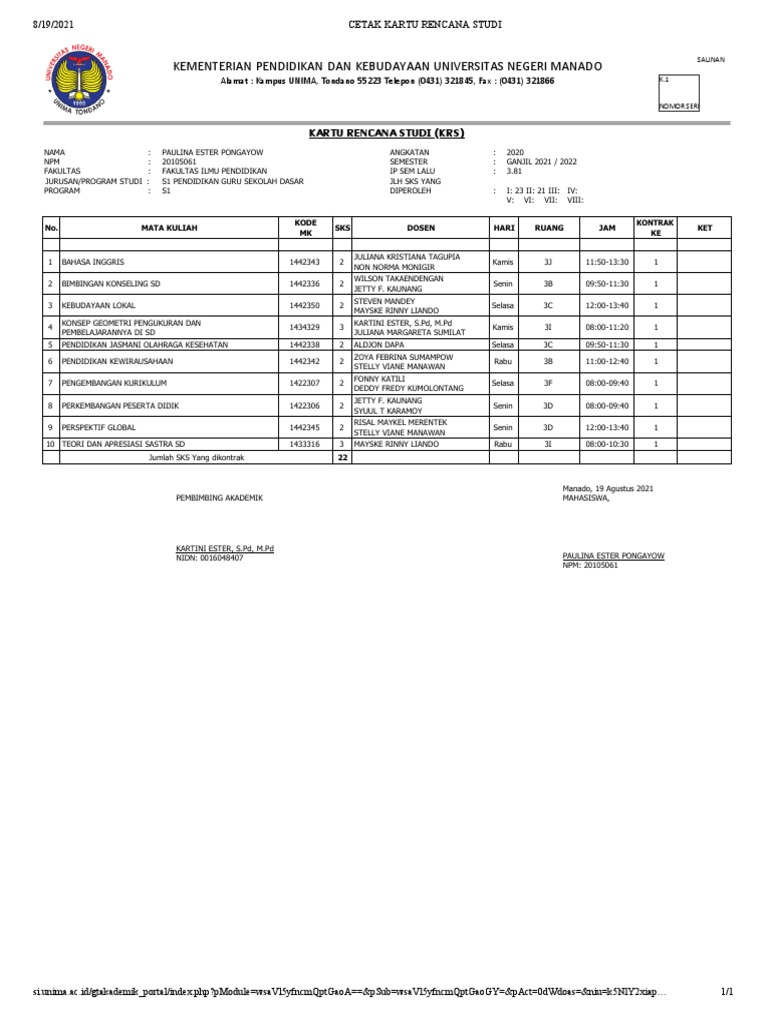 Cetak Kartu Rencana Studi | PDF