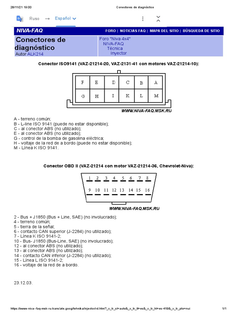 Diagrama de Conectores OBD1 y OBD2 | PDF