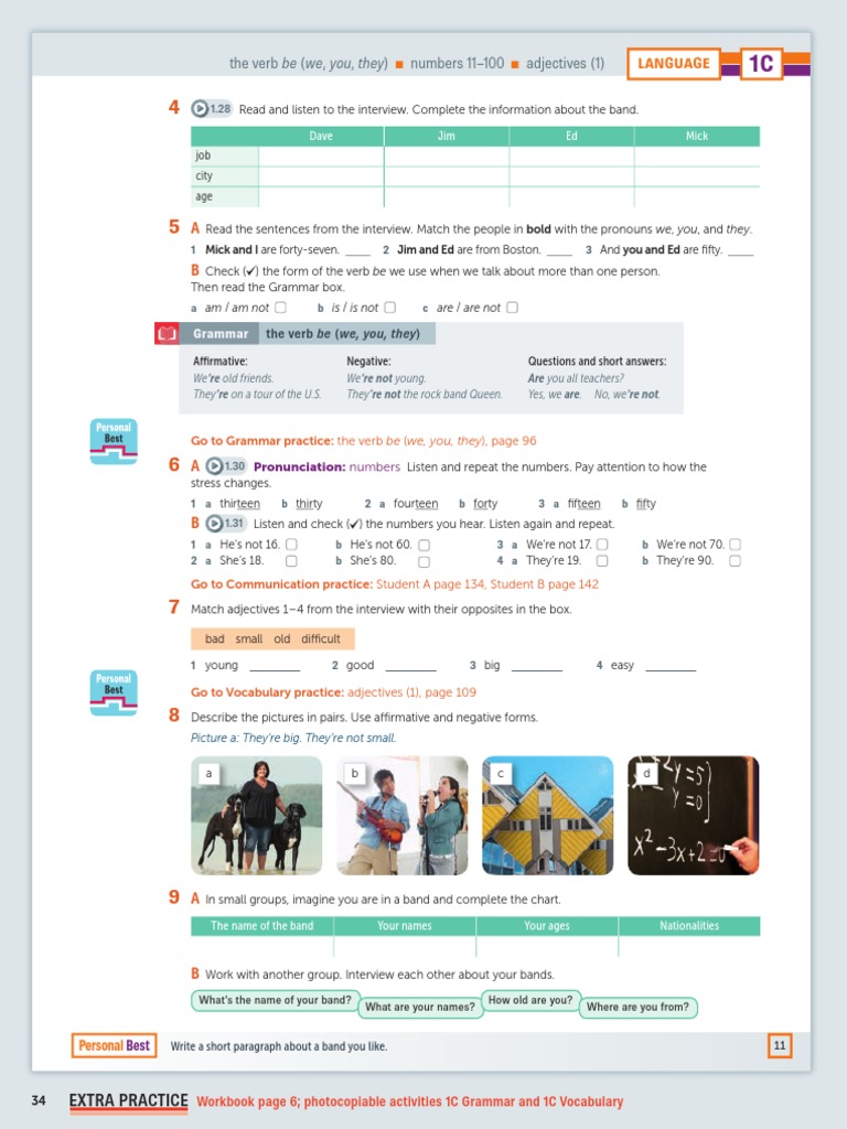 Personal Best A1 Page 11 | PDF | Verb | Communication
