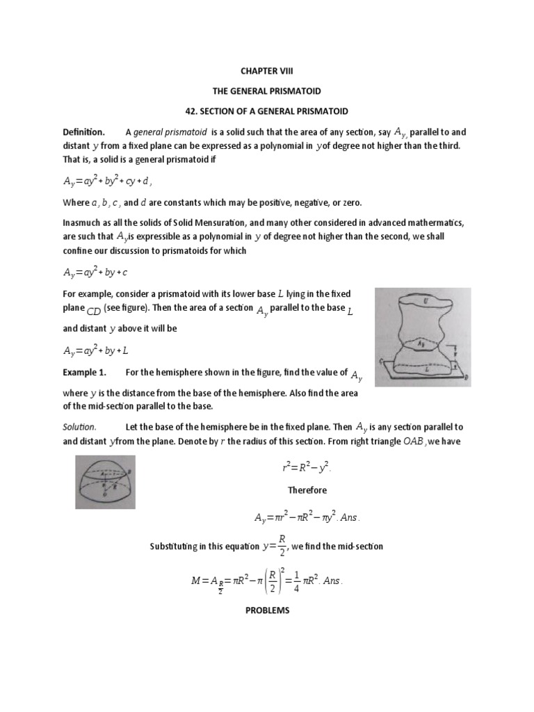Solid Mensuration Chapter VIII | PDF | Sphere | Triangle