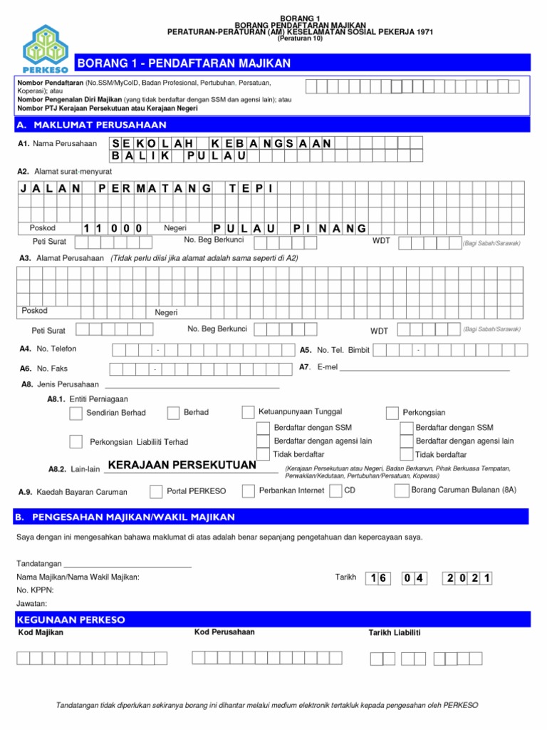 Epf Borang 1 | PDF